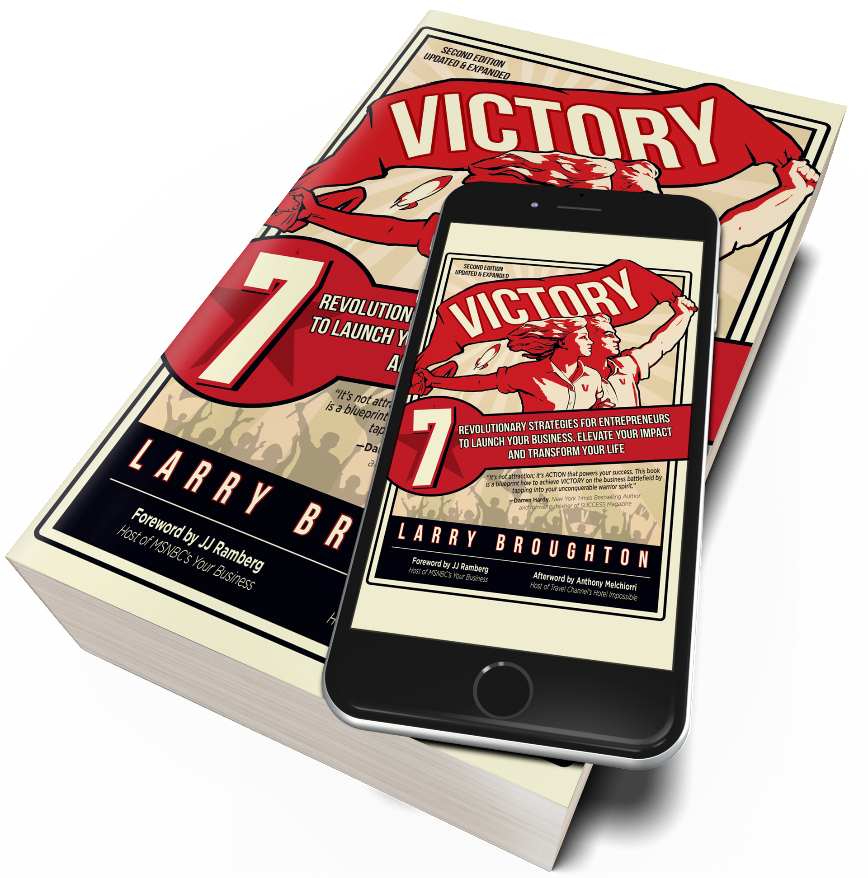 larry broughton victory book on table - Victory Book by Larry Broughton